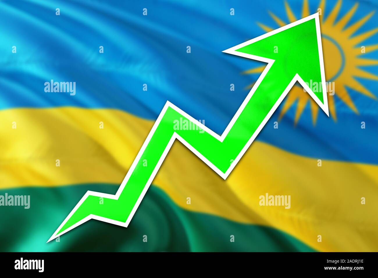 Rwanda economy graph is indicating positive growth, green arrow going ...