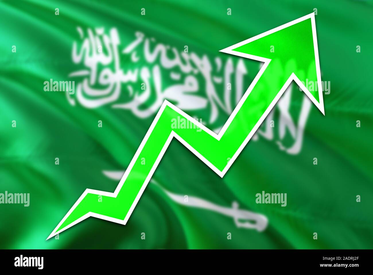 Saudi Arabia economy graph is indicating positive growth, green arrow ...