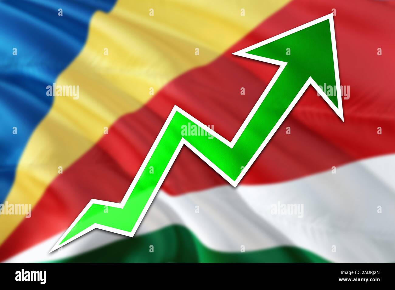 Seychelles economy graph is indicating positive growth, green arrow ...