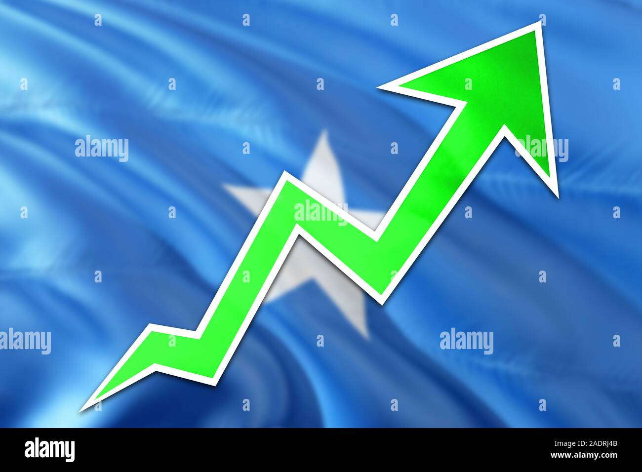 Somalia economy graph is indicating positive growth, green arrow going ...