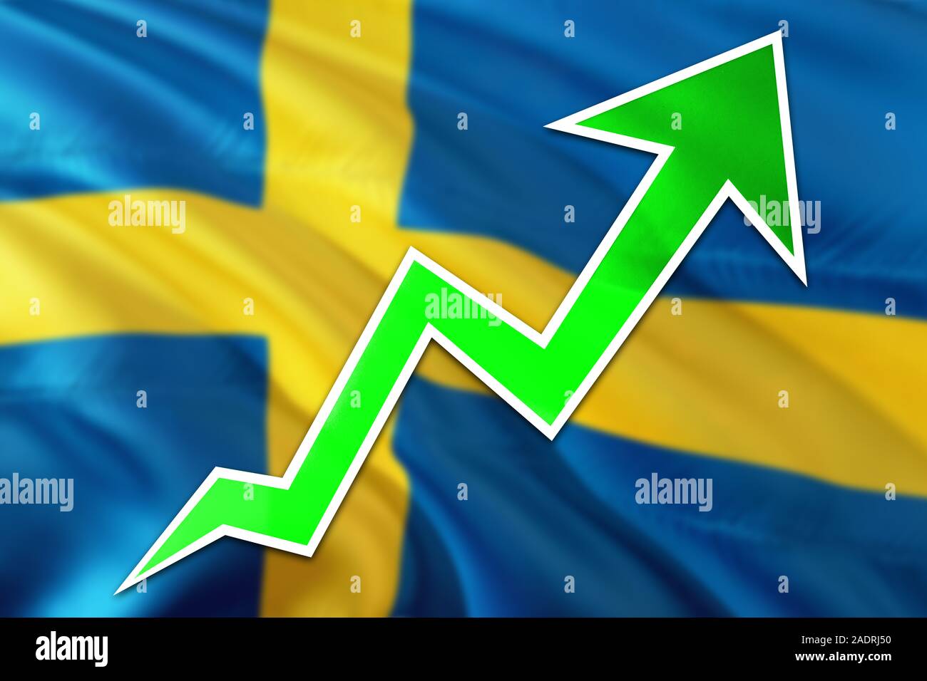 Sweden economy graph is indicating positive growth, green arrow going ...