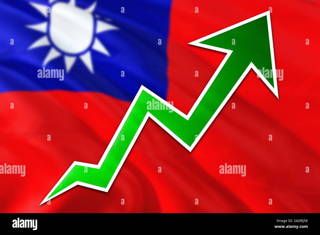 Taiwan economy graph is indicating positive growth, green arrow going ...