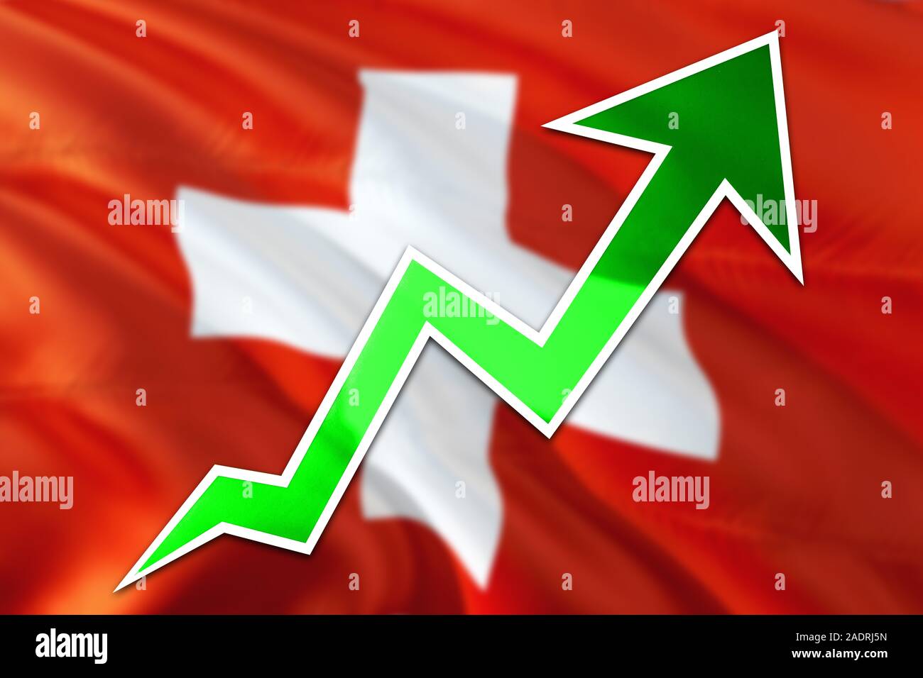Switzerland economy graph is indicating positive growth, green arrow ...