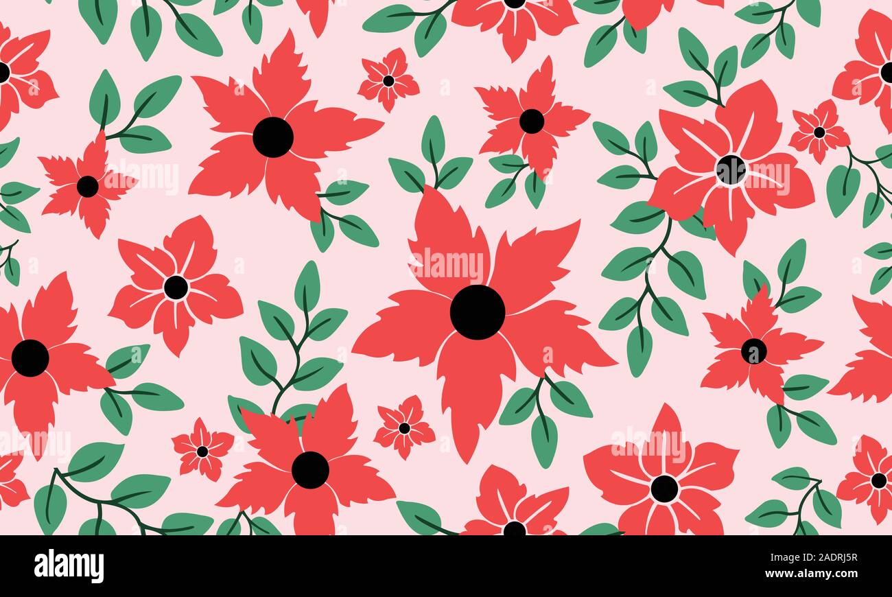 Vintage floral pattern background, modern leaf flower Stock Vector ...