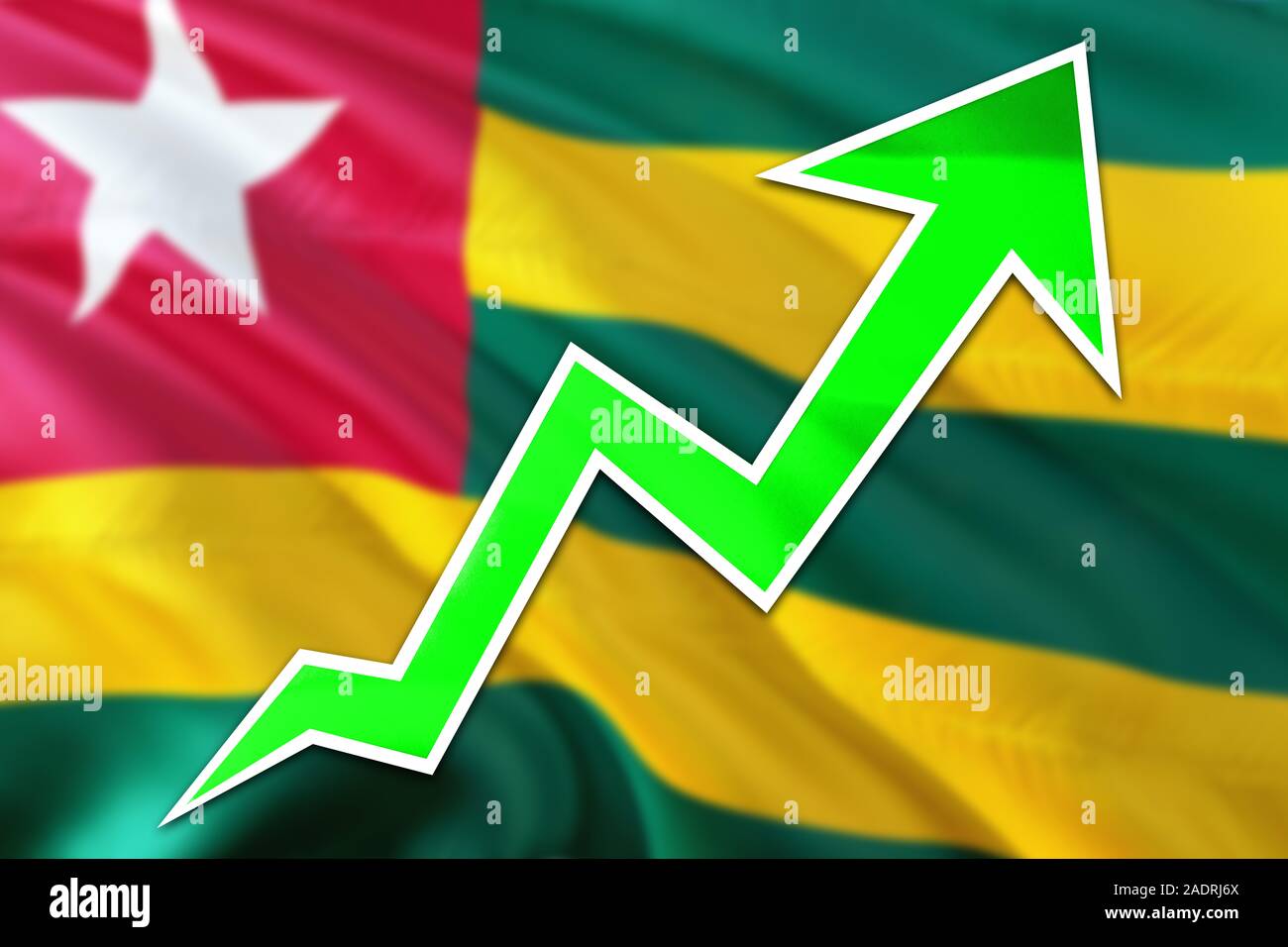 Togo economy graph is indicating positive growth, green arrow going up ...