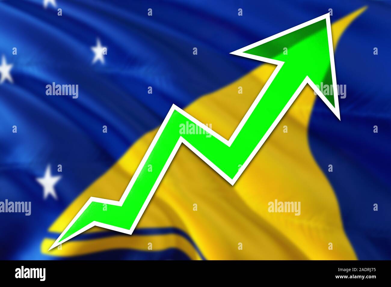 Tokelau economy graph is indicating positive growth, green arrow going ...