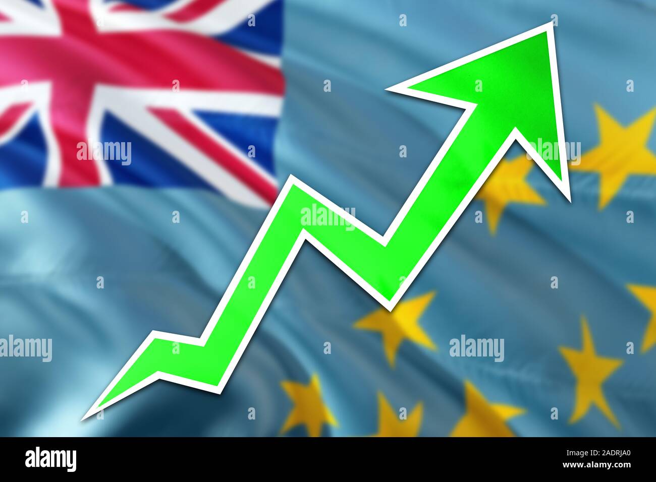 Tuvalu economy graph is indicating positive growth, green arrow going ...
