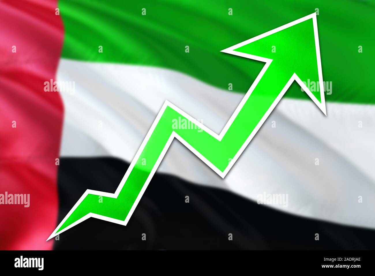 United Arab Emirates economy graph is indicating positive growth, green ...