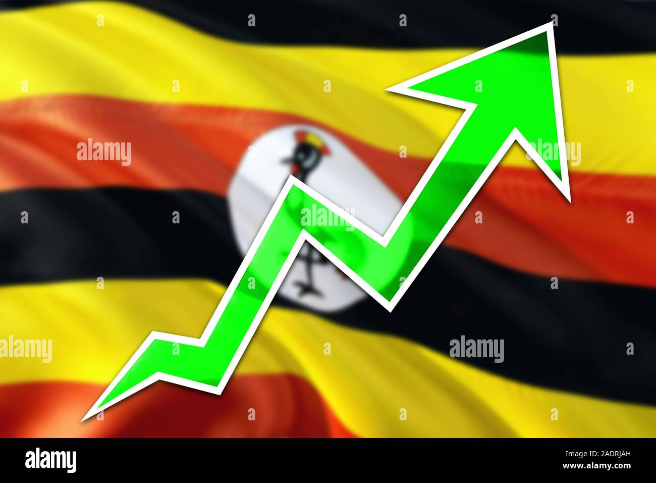 Uganda economy graph is indicating positive growth, green arrow going ...