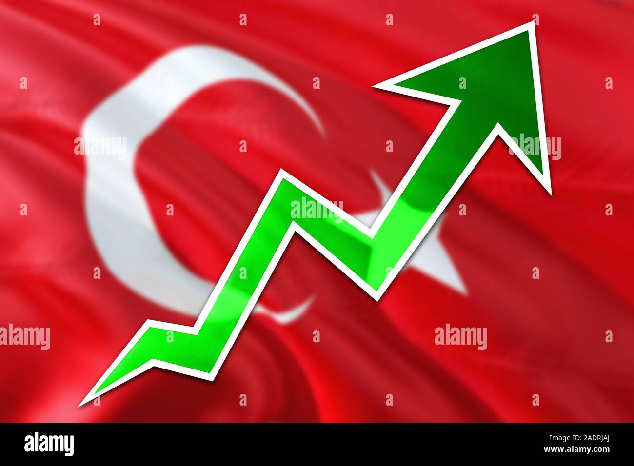 Turkey economy graph is indicating positive growth, green arrow going ...