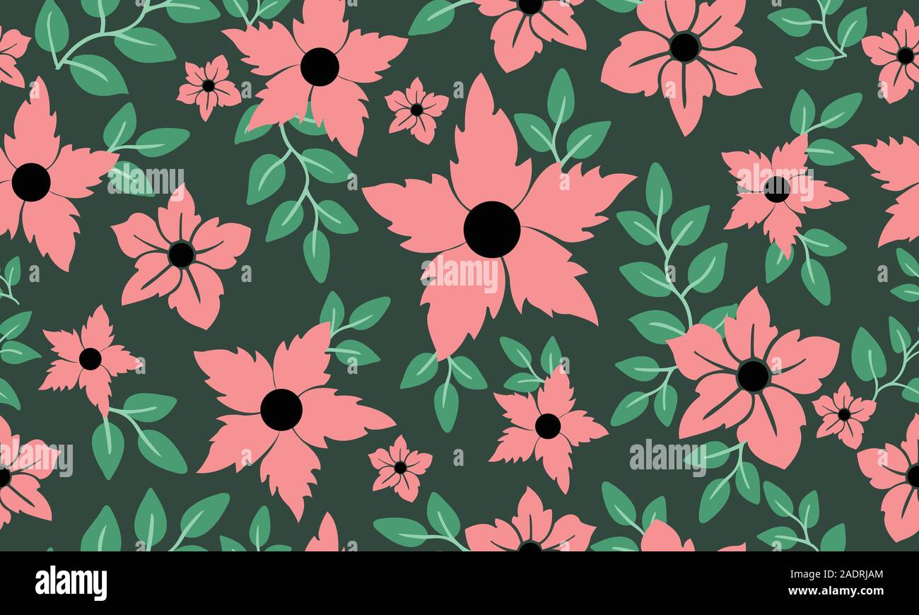 Vintage floral pattern background, modern leaf flower Stock Vector ...