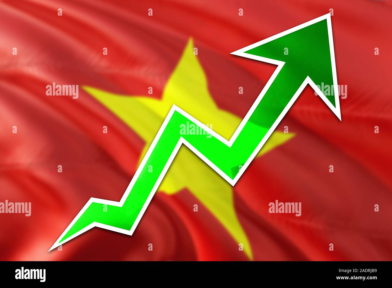 Vietnam economy graph is indicating positive growth, green arrow going ...