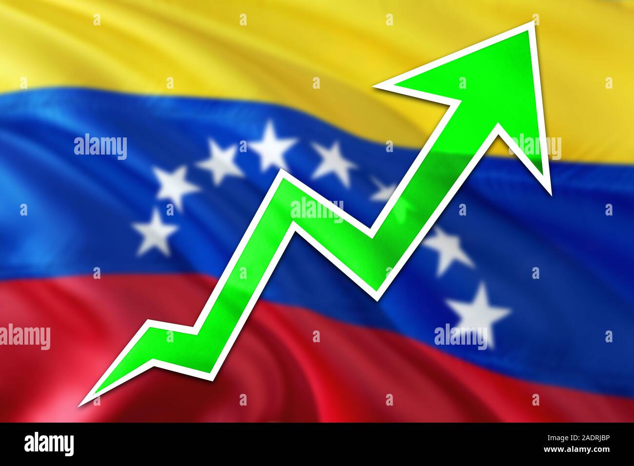 Venezuela economy graph is indicating positive growth, green arrow ...
