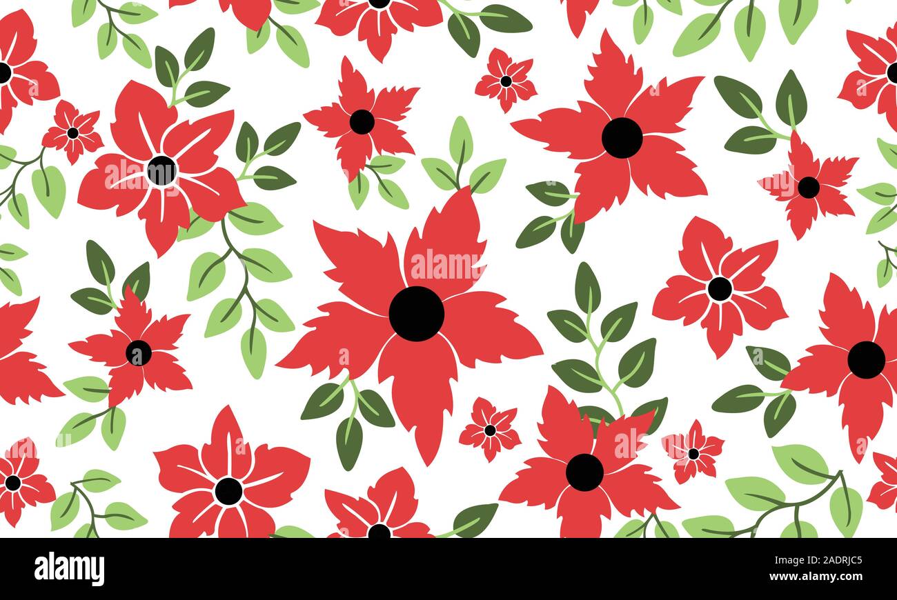 Vintage floral pattern background, modern leaf flower Stock Vector ...