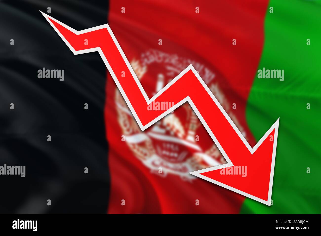 Afghanistan economy graph is indicating negative growth, red arrow ...
