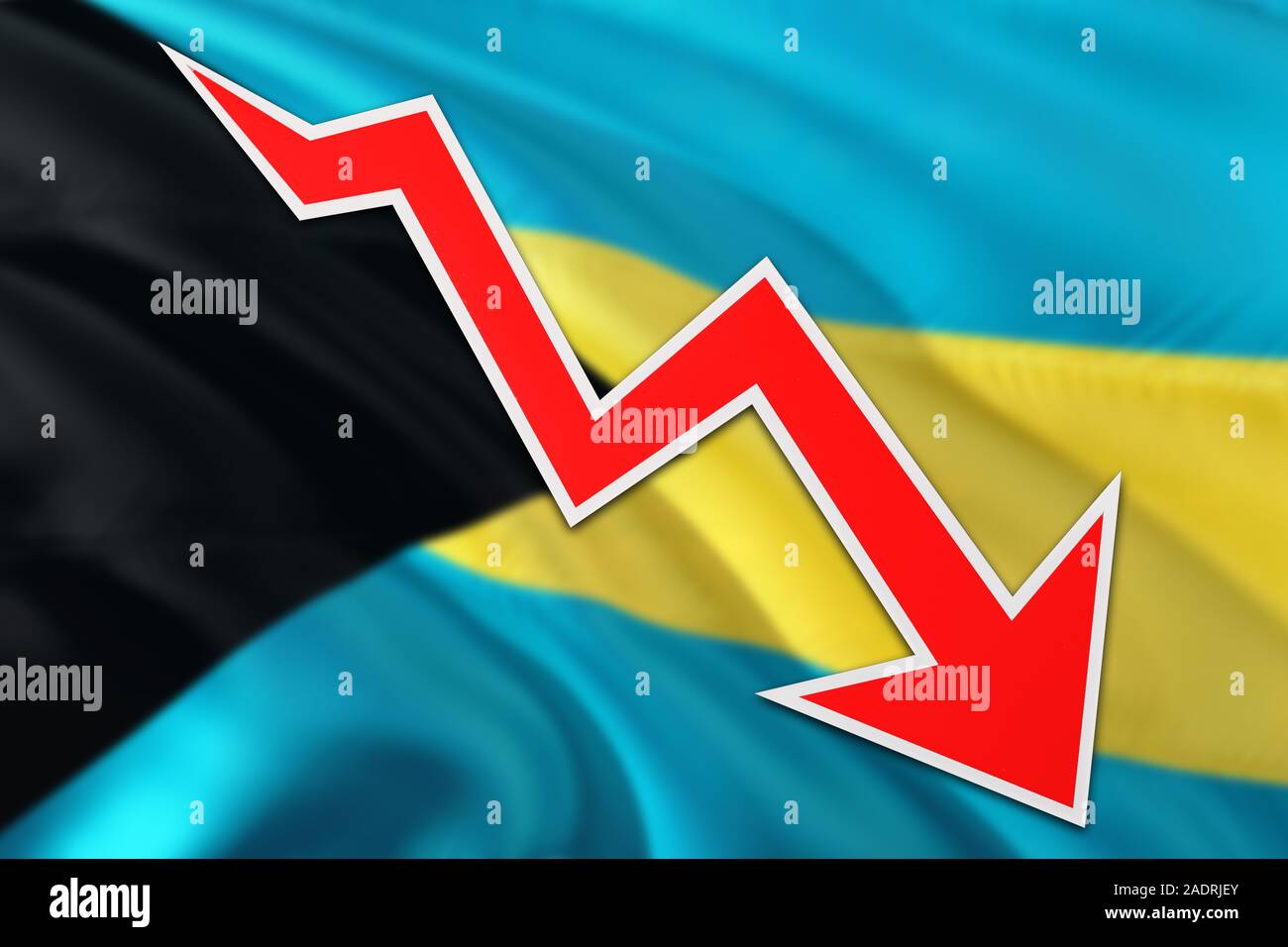 Bahamas economy graph is indicating negative growth, red arrow going ...