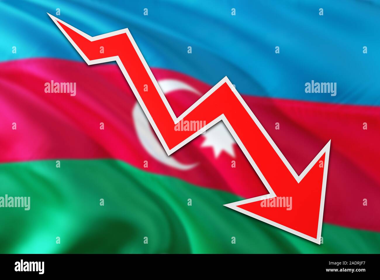 Azerbaijan economy graph is indicating negative growth, red arrow going ...