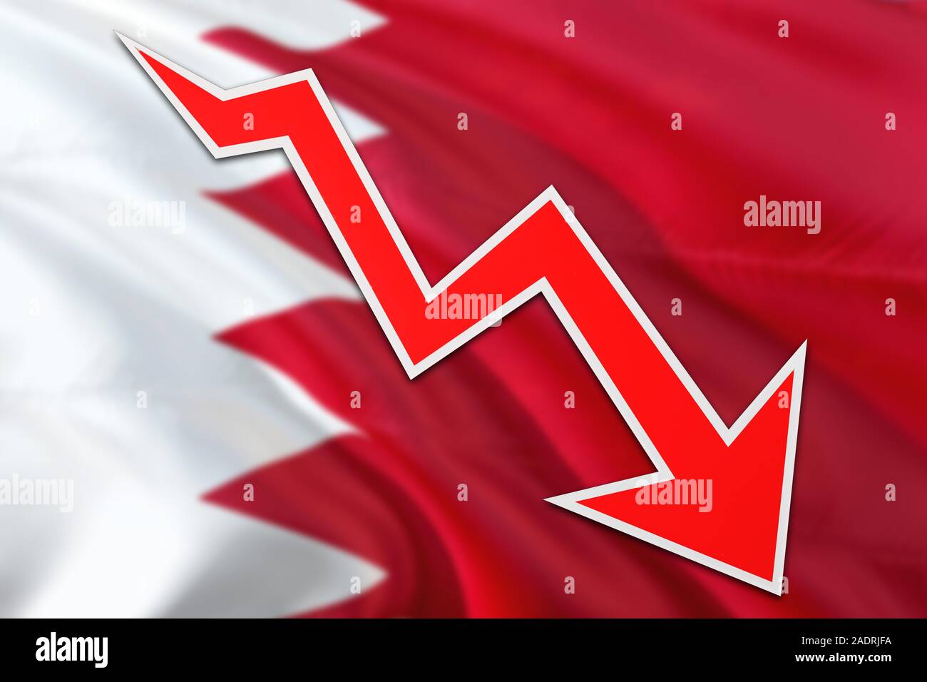 Bahrain economy graph is indicating negative growth, red arrow going ...