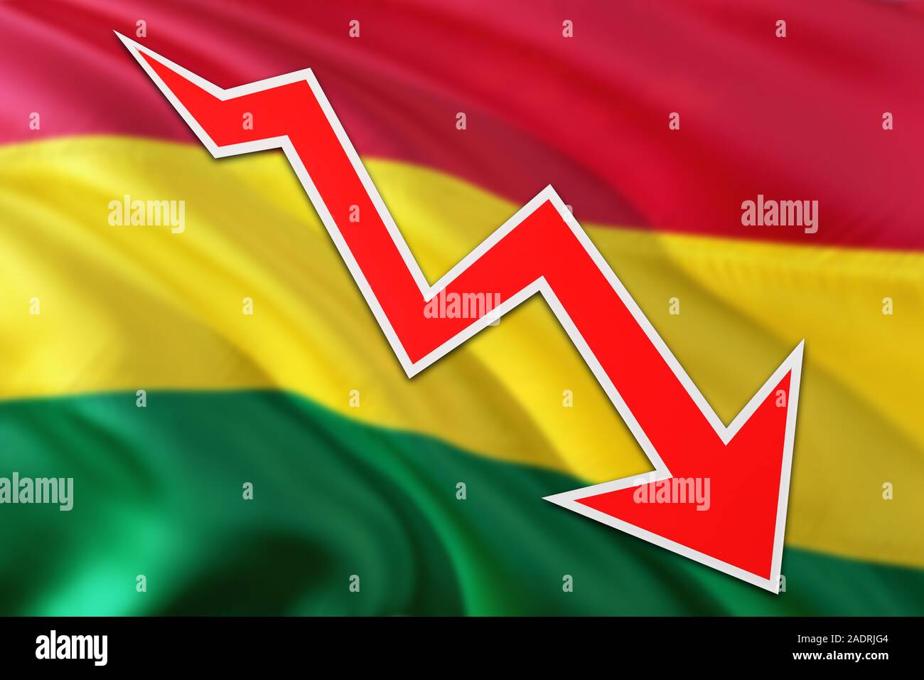 Bolivia economy graph is indicating negative growth, red arrow going ...