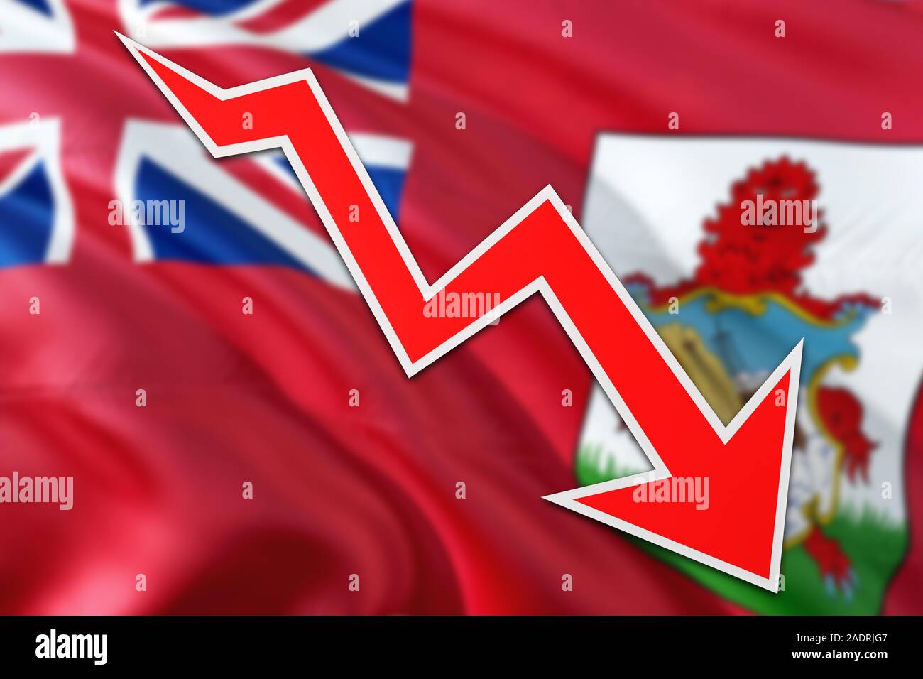 Bermuda economy graph is indicating negative growth, red arrow going ...