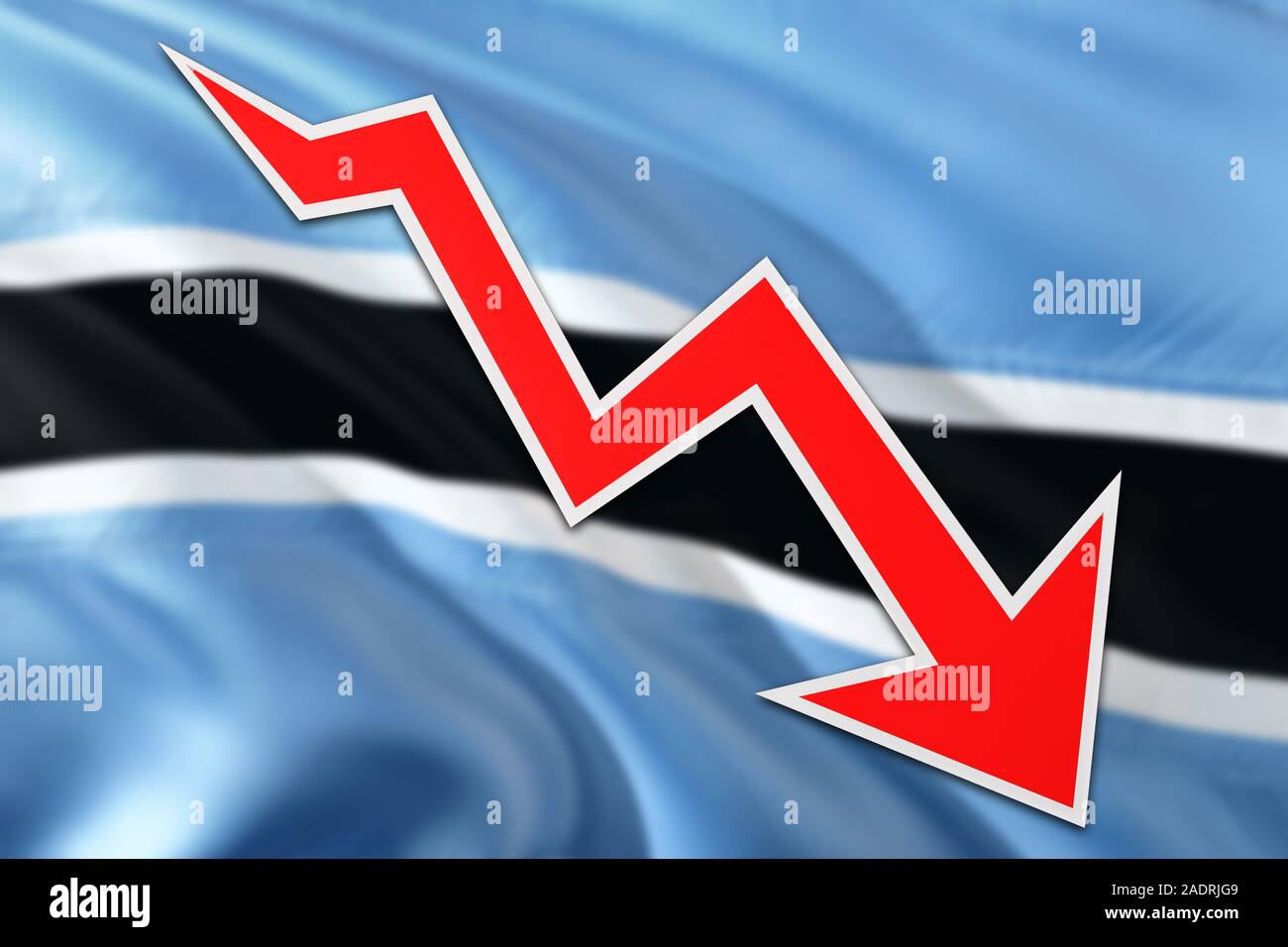 Botswana economy graph is indicating negative growth, red arrow going ...