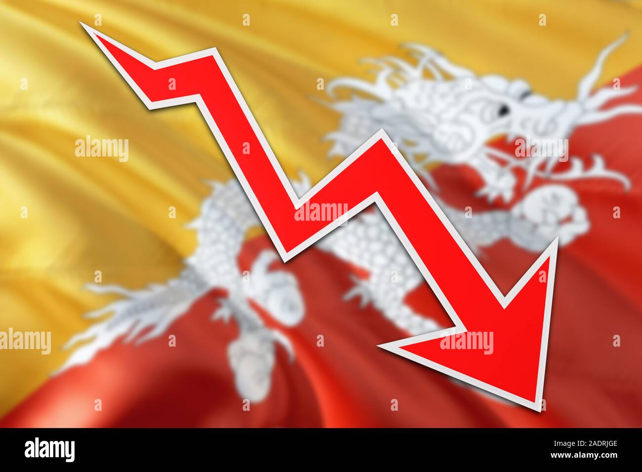 Bhutan economy graph is indicating negative growth, red arrow going ...
