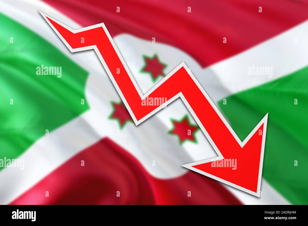Burundi economy graph is indicating negative growth, red arrow going ...