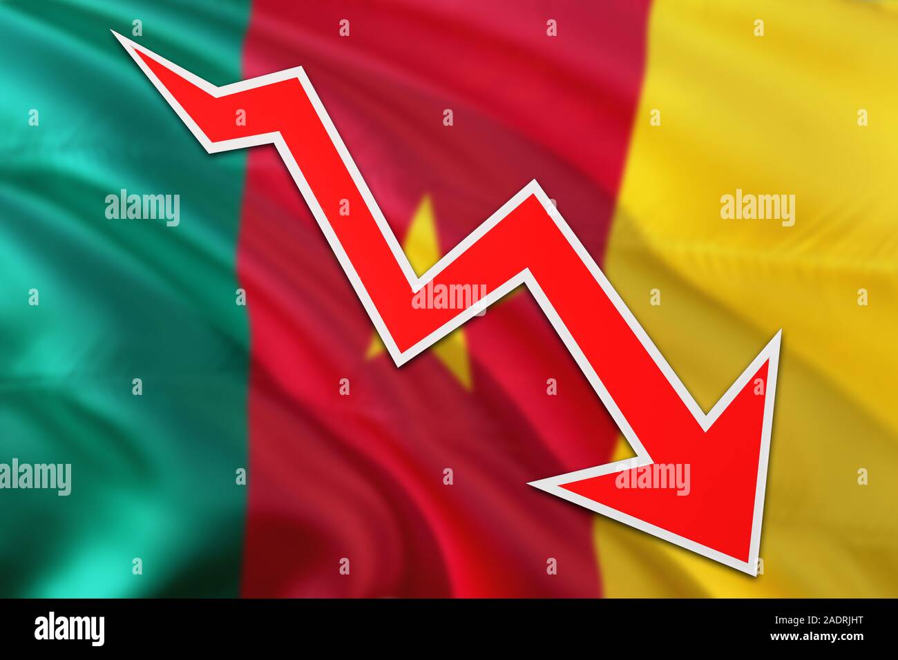 Cameroon economy graph is indicating negative growth, red arrow going ...