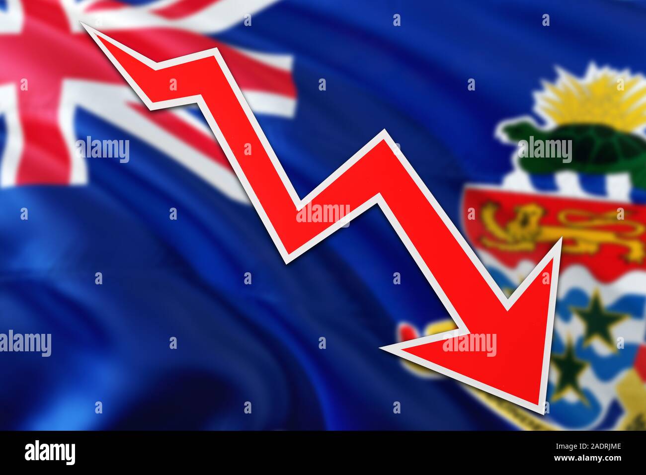 Cayman Islands economy graph is indicating negative growth, red arrow ...
