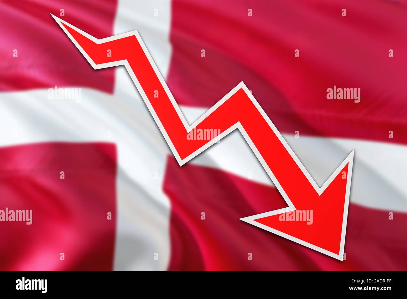 Denmark economy graph is indicating negative growth, red arrow going ...