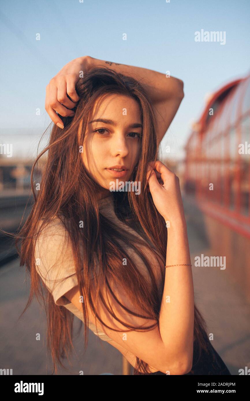 large portrait of a beautiful woman Stock Photo - Alamy