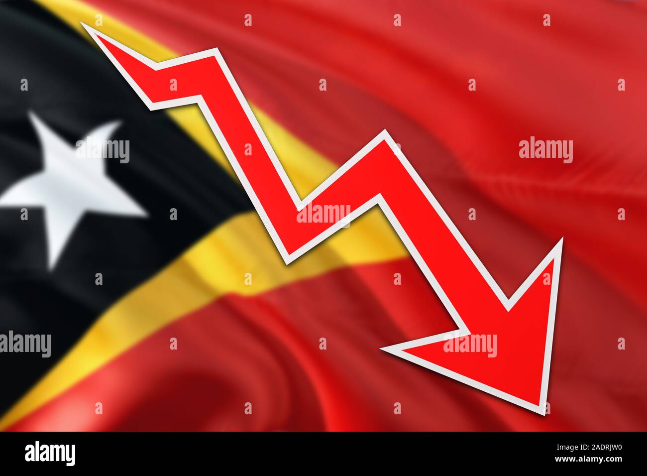 East Timor economy graph is indicating negative growth, red arrow going ...
