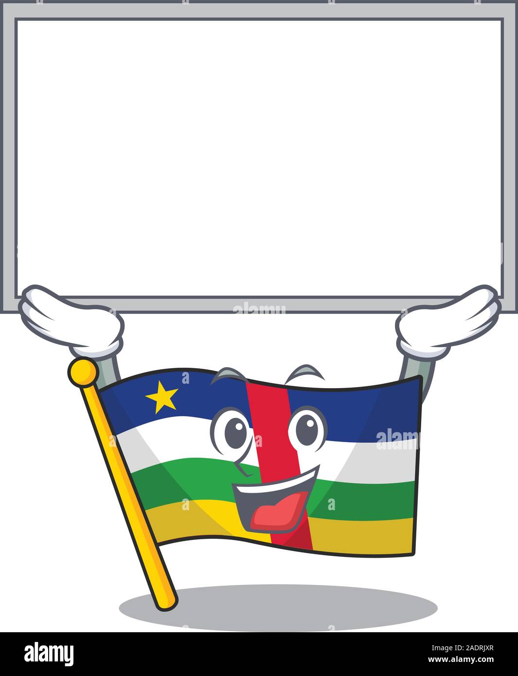 cute cartoon character flag central african raised up board Stock ...