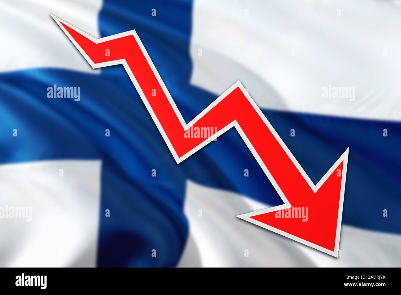 Finland economy graph is indicating negative growth, red arrow going ...