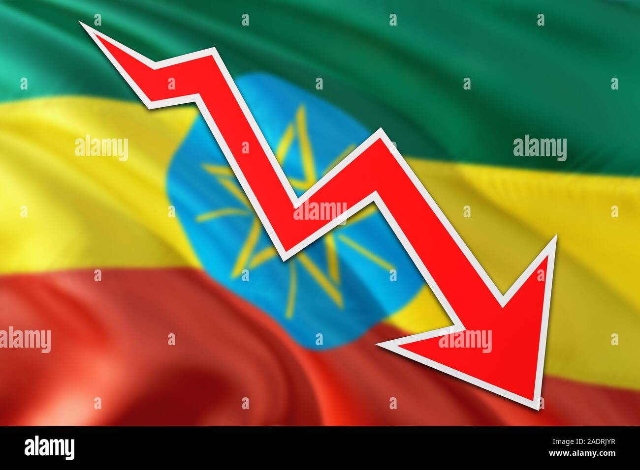 Ethiopia economy graph is indicating negative growth, red arrow going ...