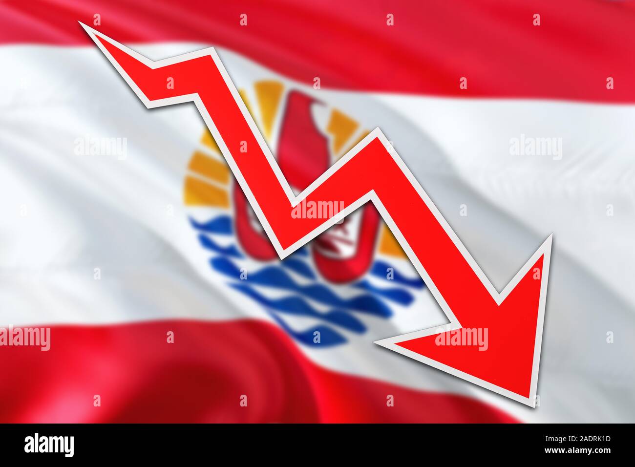 French Polynesia economy graph is indicating negative growth, red arrow ...