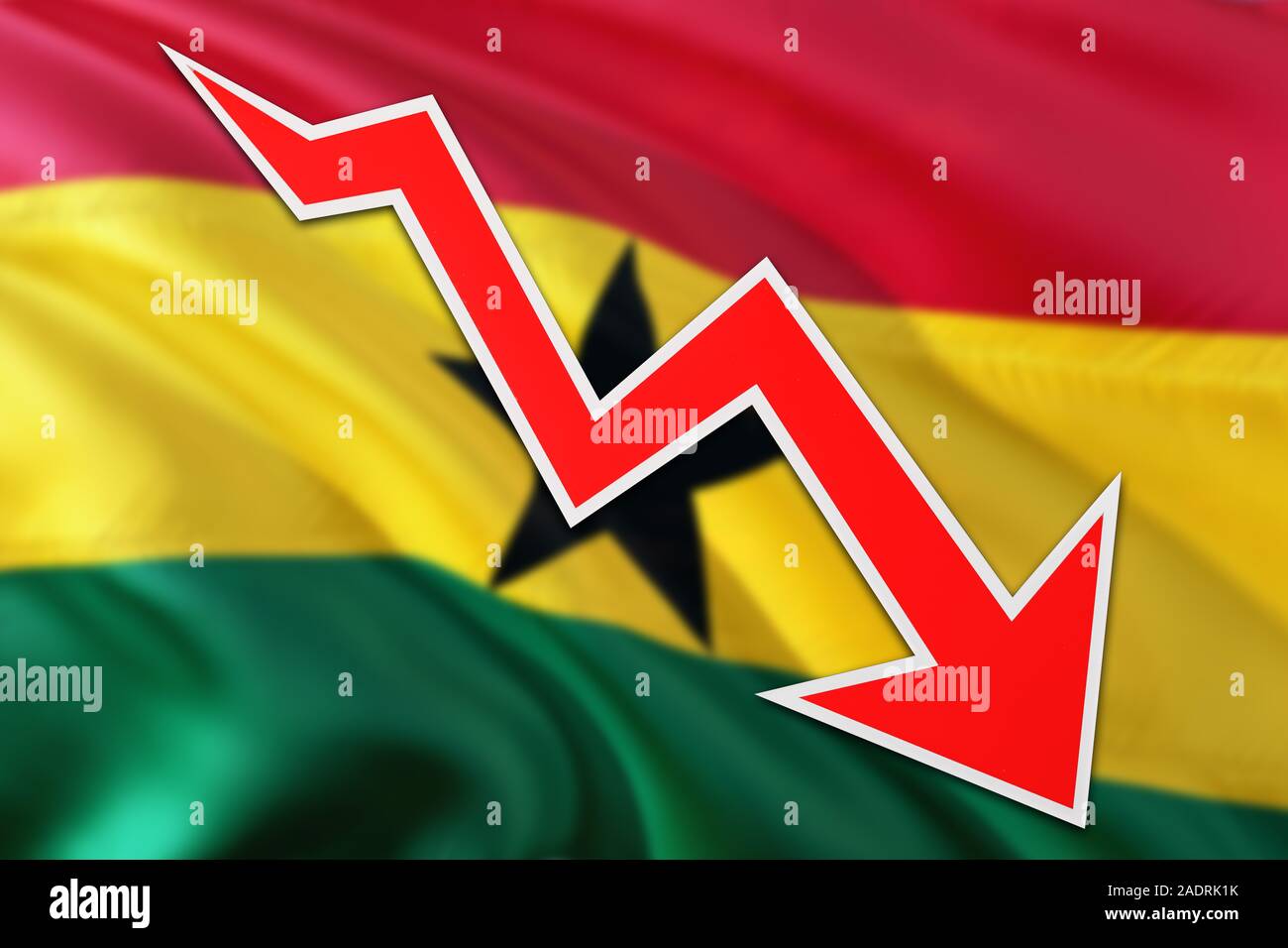 Ghana economy graph is indicating negative growth, red arrow going down ...