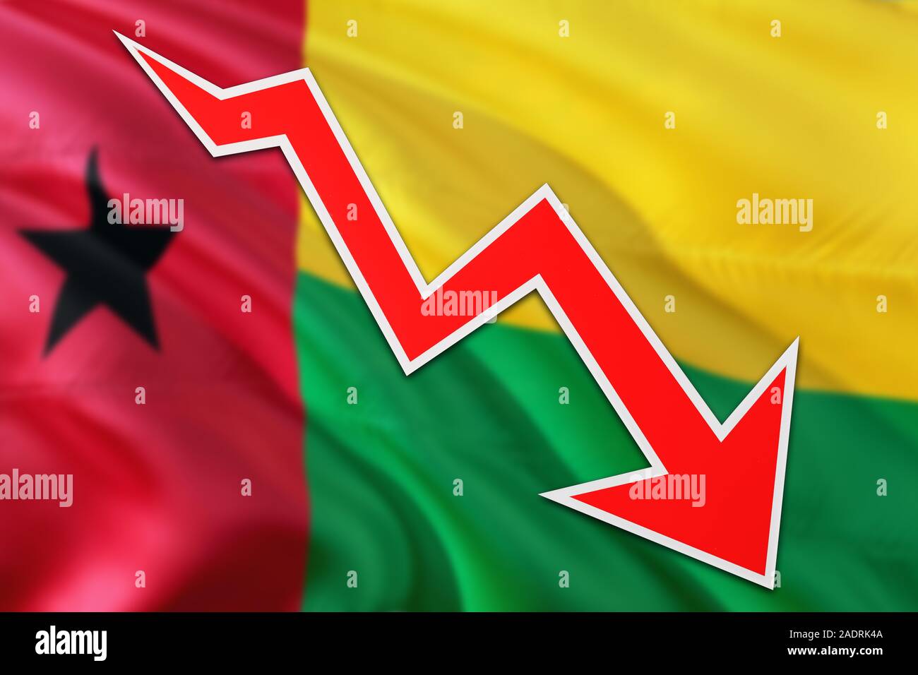 Guinea Bissau economy graph is indicating negative growth, red arrow ...