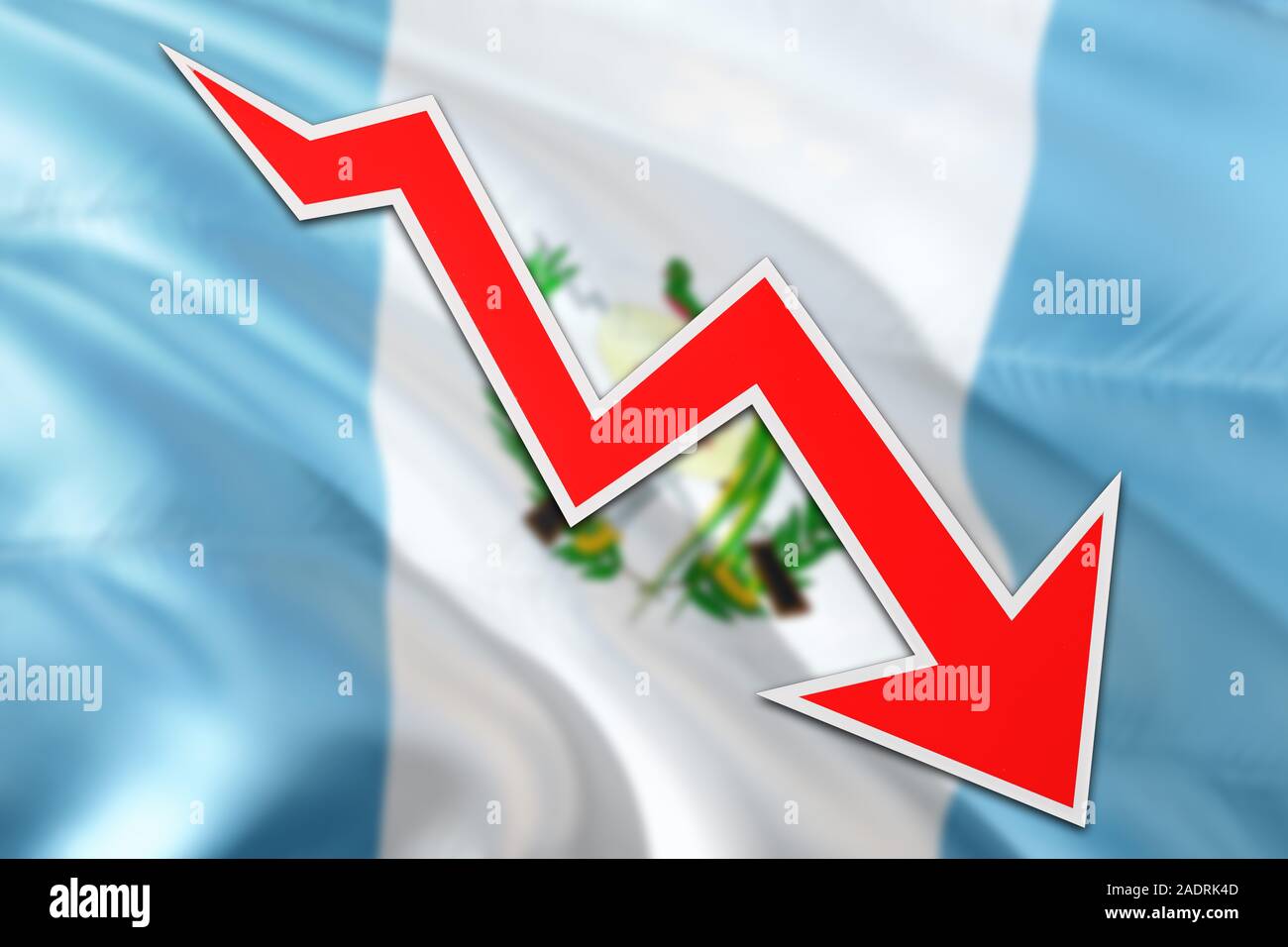 Guatemala economy graph is indicating negative growth, red arrow going ...