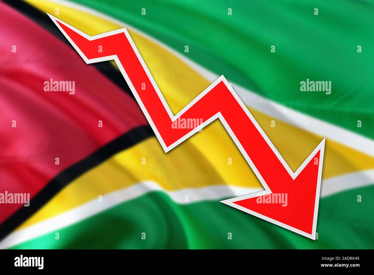 Guyana economy graph is indicating negative growth, red arrow going ...