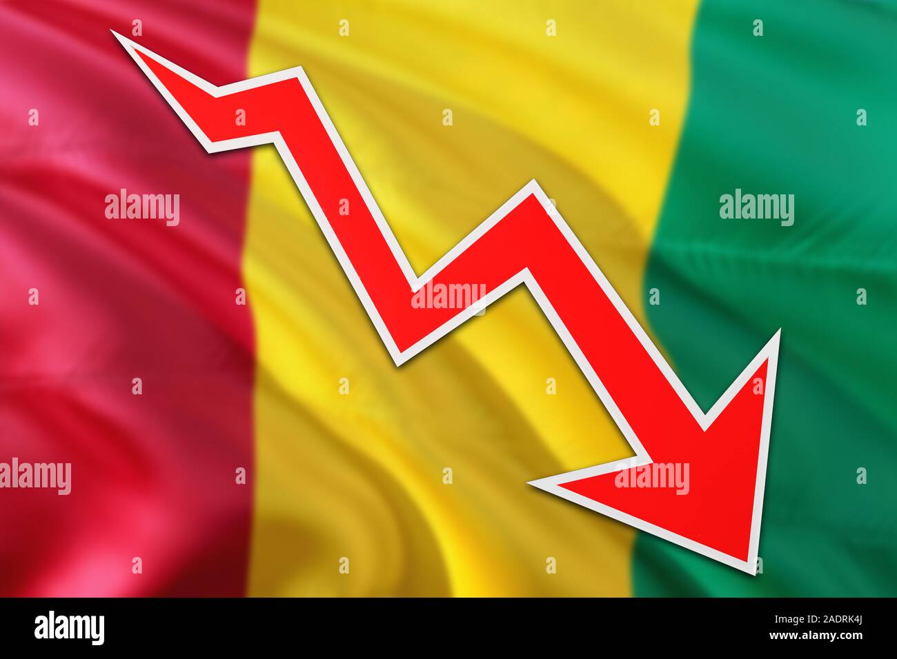 Guinea economy graph is indicating negative growth, red arrow going ...