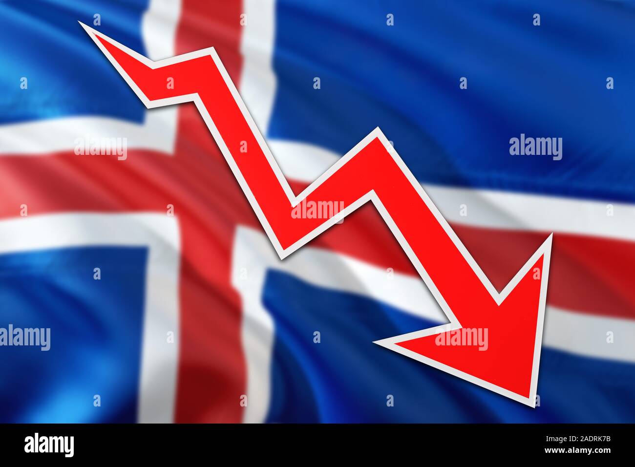 Iceland economy graph is indicating negative growth, red arrow going ...