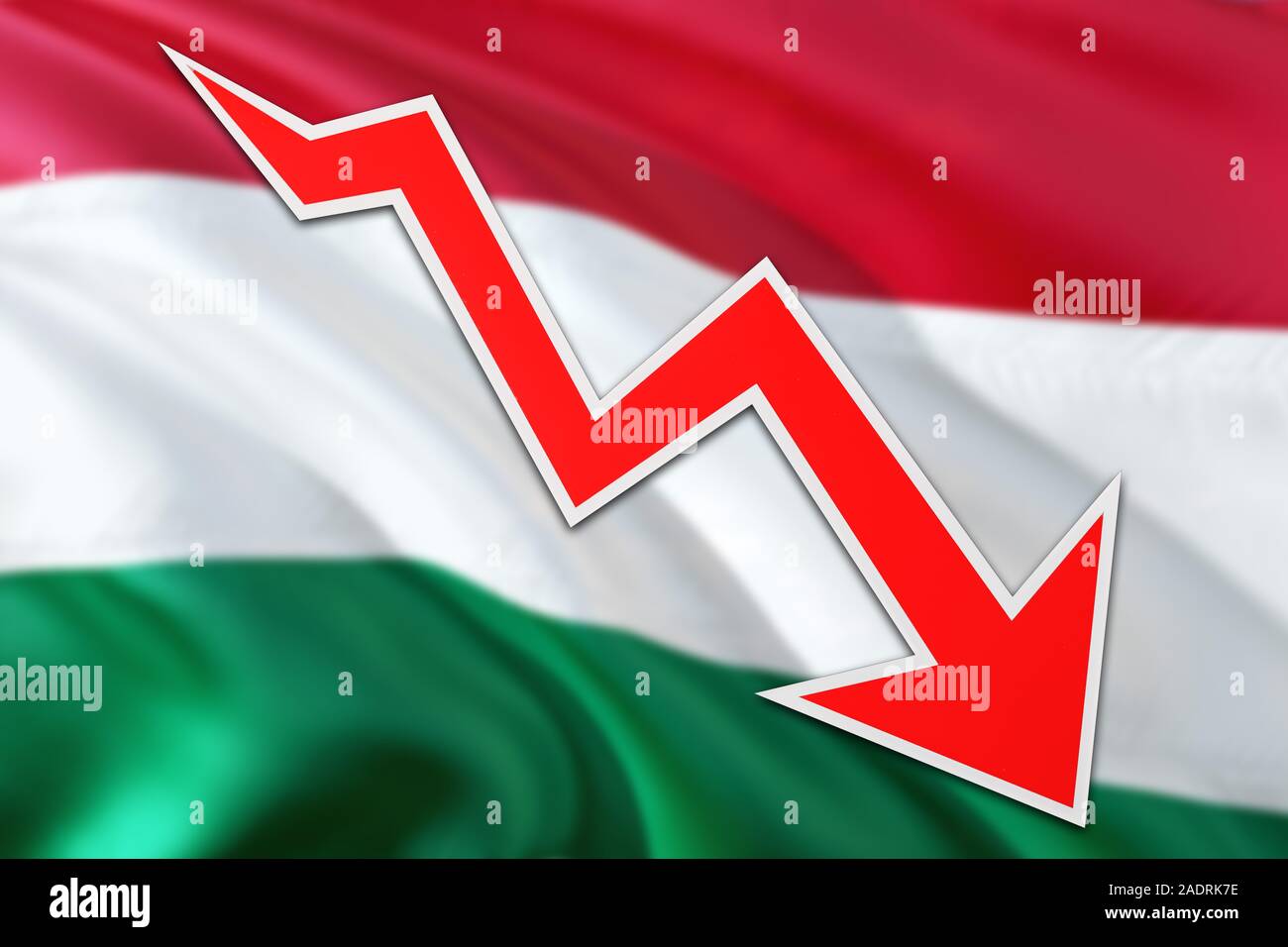 Hungary economy graph is indicating negative growth, red arrow going ...
