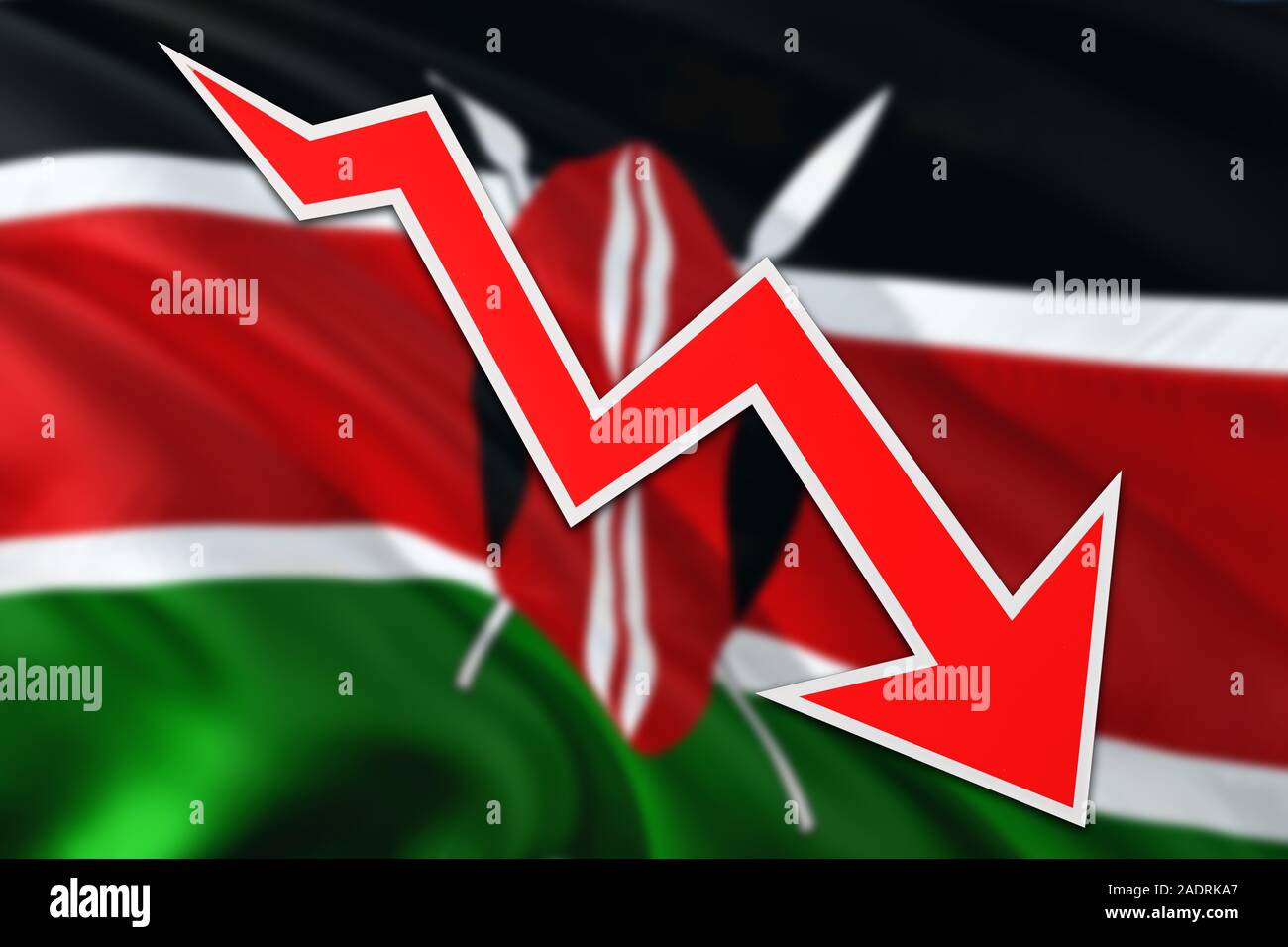 Kenya economy graph is indicating negative growth, red arrow going down ...