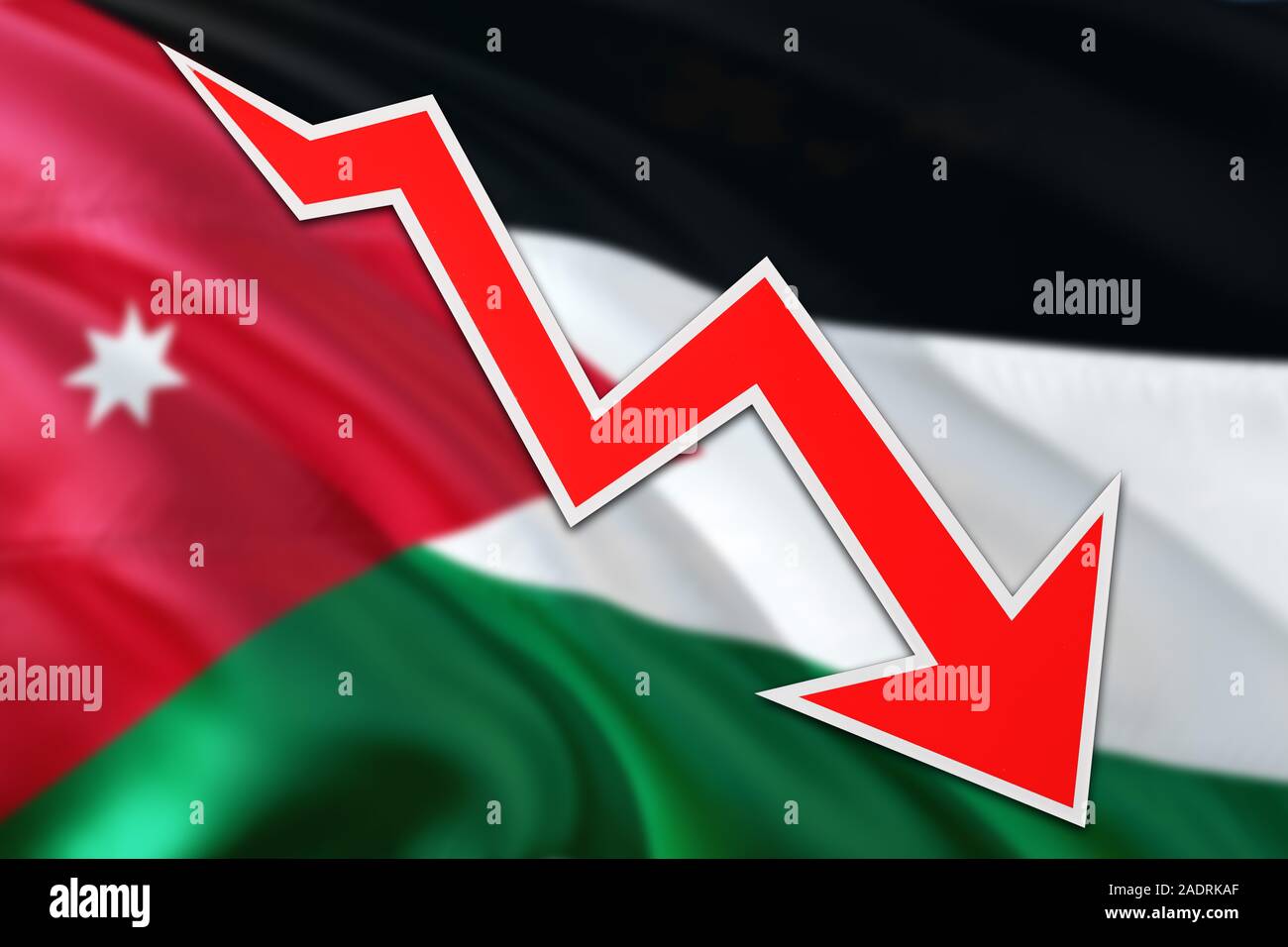 Jordan economy graph is indicating negative growth, red arrow going ...