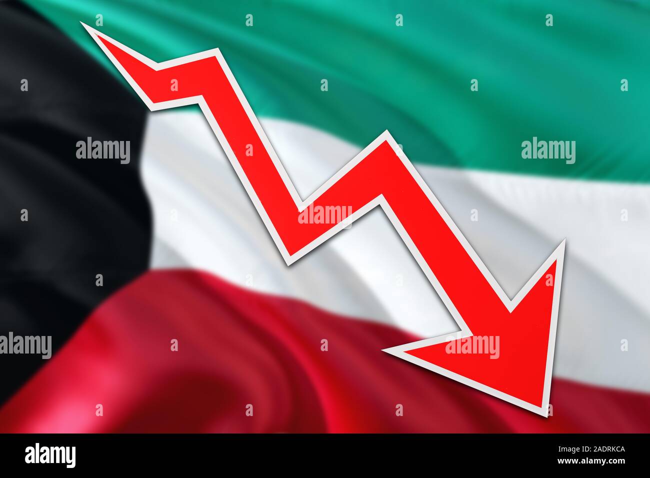 Kuwait economy graph is indicating negative growth, red arrow going ...