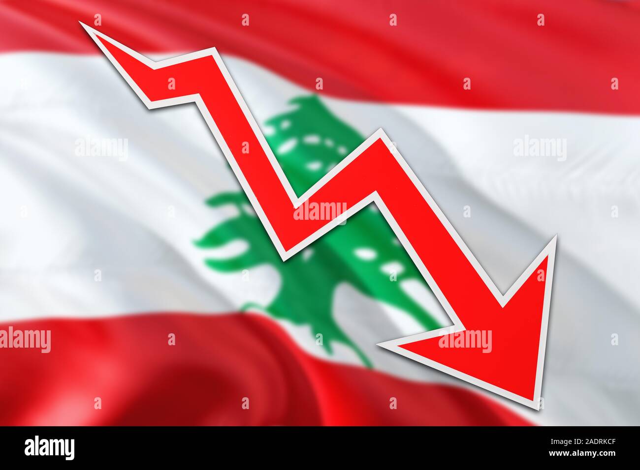 Lebanon economy graph is indicating negative growth, red arrow going ...