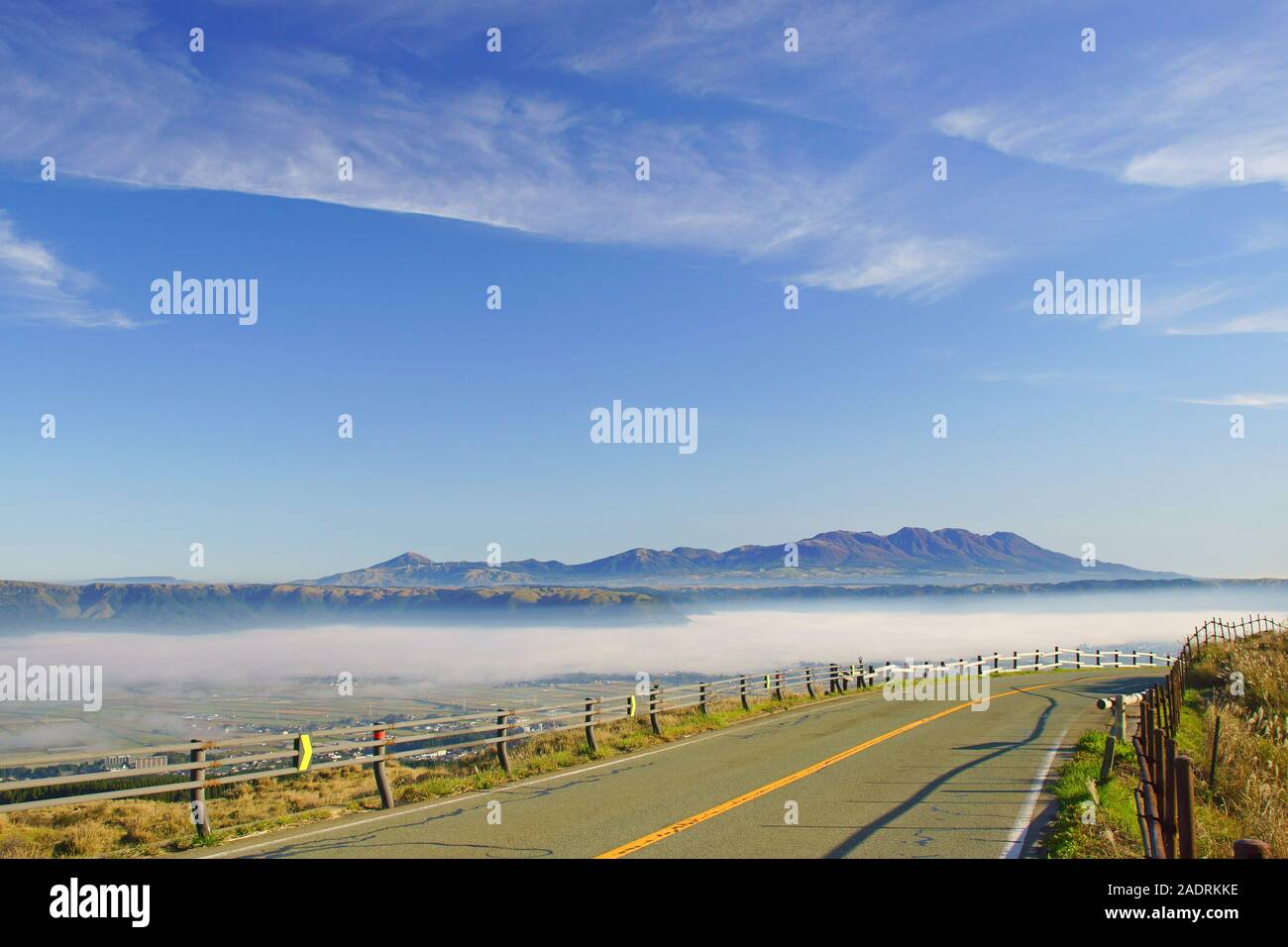 Cloud of sea and Aso Panorama line, Kumamoto Prefecture, Japan Stock ...