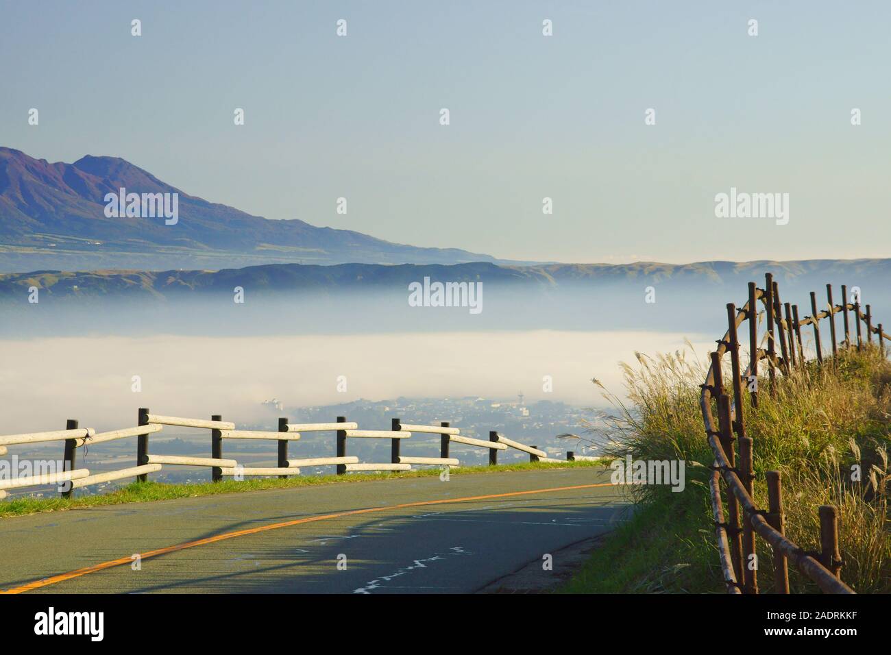 Cloud of sea and Aso Panorama line, Kumamoto Prefecture, Japan Stock ...