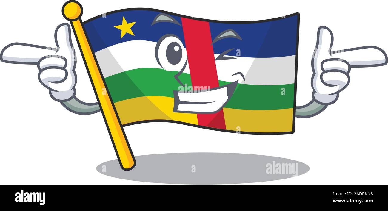 Funny flag central african mascot cartoon style with Wink eye Stock ...